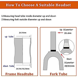 JESSICA 34/44/44-55/44-56mm 1-1/8 Threadless Double Sealed MTB Bearings Lightweight Headset, fit Mountain Bike Road Bicycle Straight Tapered Tube Frame Fork Star Nut Top Cap