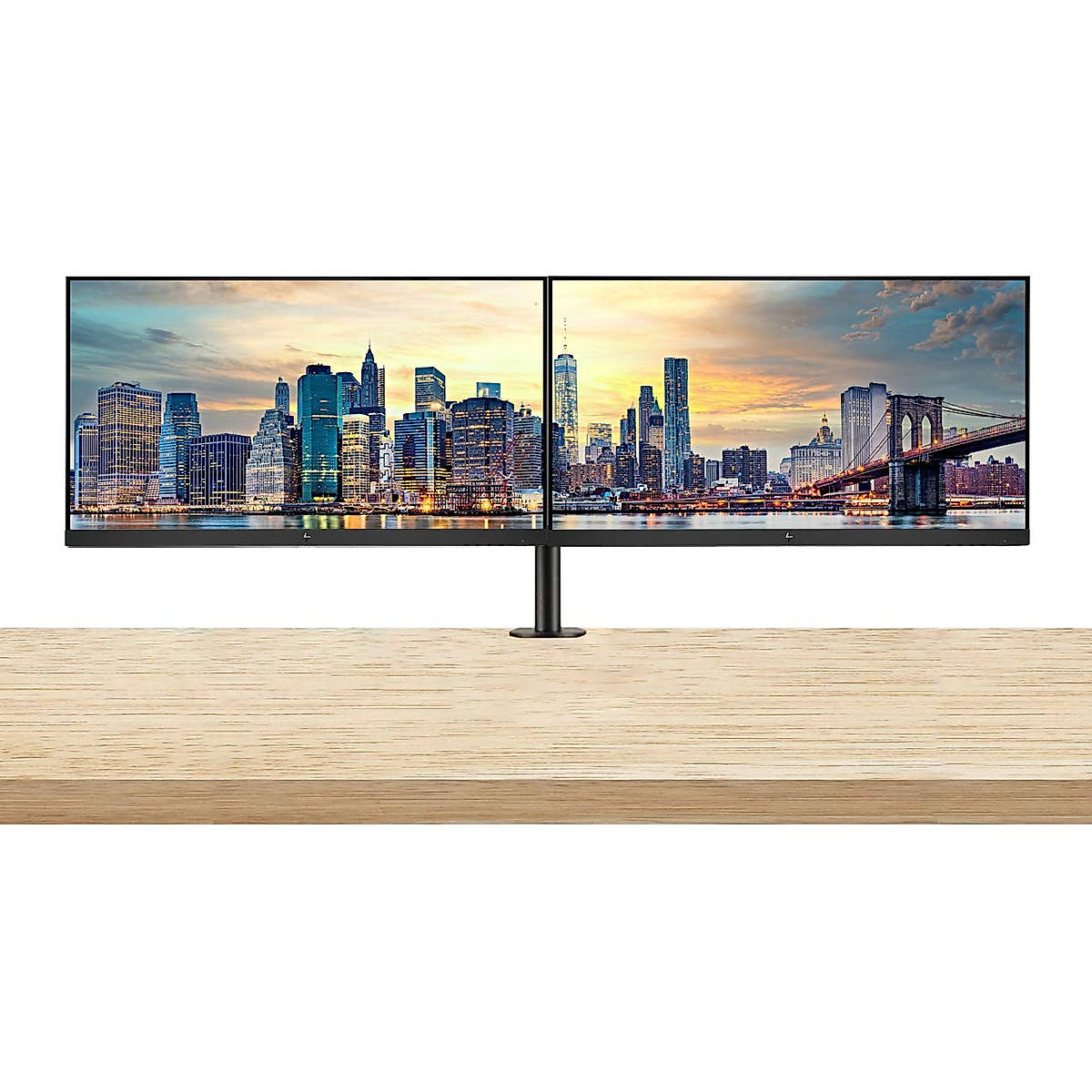 HP EliteDisplay E27q G4 27 Inch IPS LED Backlit Monitor 2-Pack Bundle with Fully Adjustable Desk Mount Monitor Stand