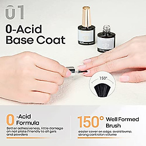 modelones Gel Top Base Coat Set 2 Pcs Gel Nail Polish No Wipe Gel Clear Top Coat Nail Lamp Need Long Lasting Shiny 10ml Gifts for Women