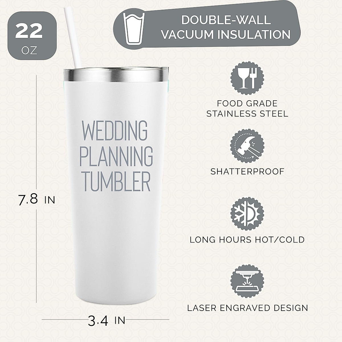 Your Dream Party Shop Wedding Planning Tumbler, 22oz - Future Mrs. Wine Cup with Lid and Straw, Perfect Engagement Gift for Bride-to-Be - Wedding Planning Gifts for Bride