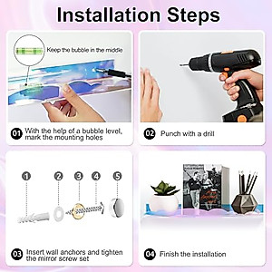 wooshwa Iridescent Rainbow Acrylic Floating Shelves,15in Kids Wall Mounted Nursery Bookshelves, Display Ledge for Books Toys Cosmetic, Bathroom Bedroom Living Room Wall Decor and Storage, 4 Pack