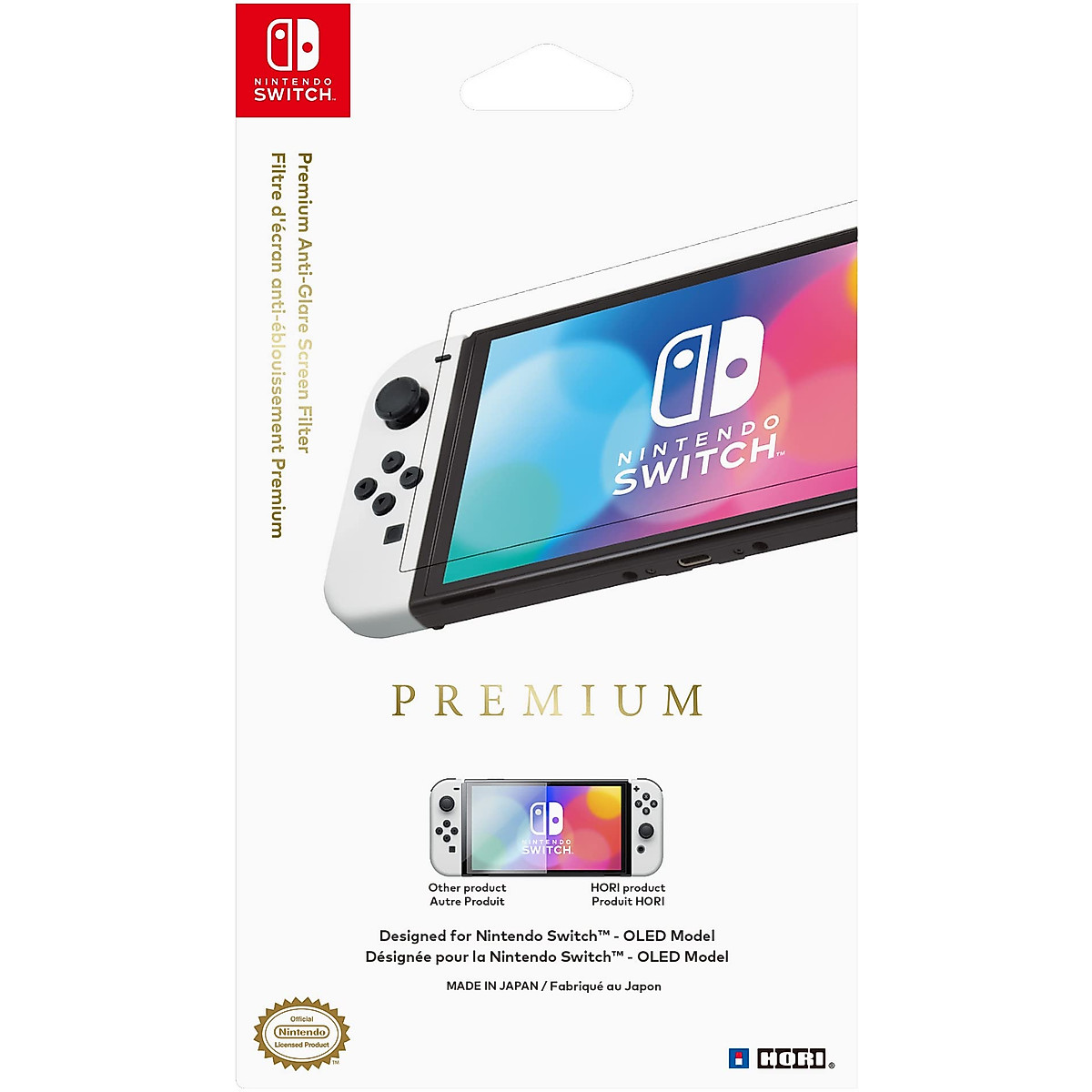 HORI Premium Anti-Glare Screen Protective Filter for Nintendo Switch (OLED Model) - Officially Licensed by Nintendo