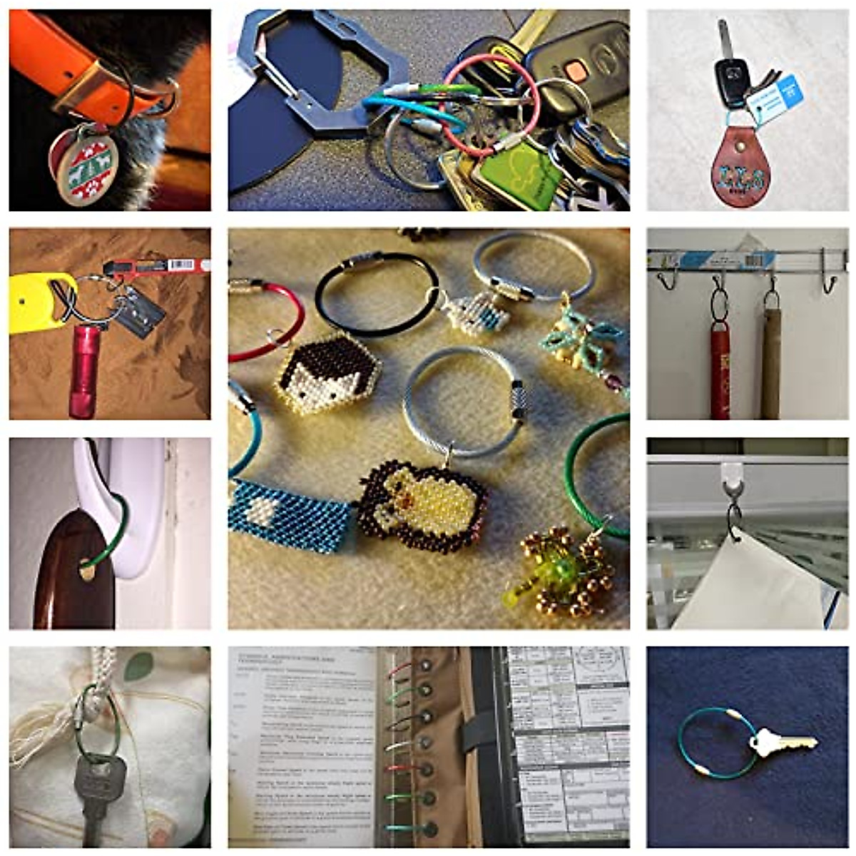 bayite Pack (100) Stainless Steel Wire Keychains Cable, Key Rings, Heavy Duty Luggage Tags Loops Tag Keepers 2mm Twist Barrel (Cable Length: 6 inches)