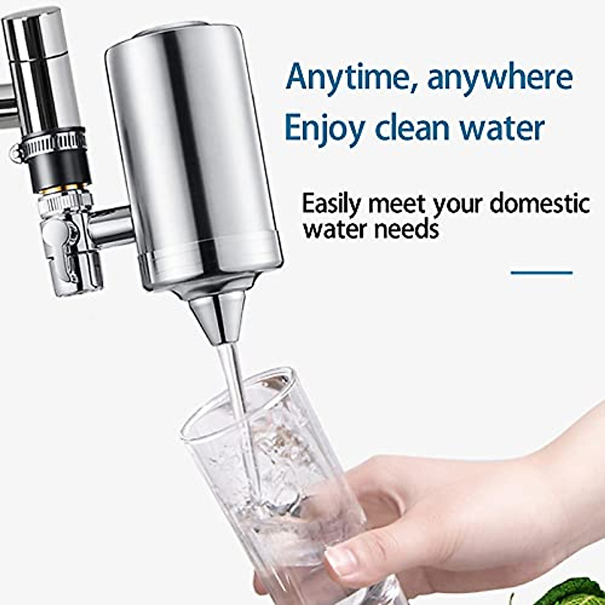 CJGS Stainless-Steel Faucet Water Filter - Kitchen Faucet Water Tap Filter，Household Direct Drinking Kitchen Bathroom Purification Filter (1 Filter Included)