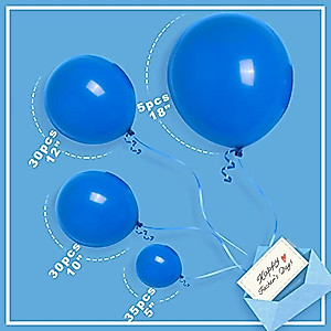 MOMOHOO Royal Blue Balloons Different Sizes - 100Pcs 5/10/12/18 Inch Graduation Balloons, Birthday Party Balloons Gender Reveal Latex Balloons for Boy Baby Shower, Dark Blue Balloons for Bluey Themes