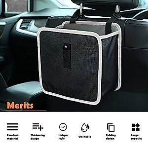 Miytsya 1 PC Hanging Car Trash Bag Can Premium Waterproof Litter Garbage Bag Organizer 22 * 22 * 14.5CM (Grey)