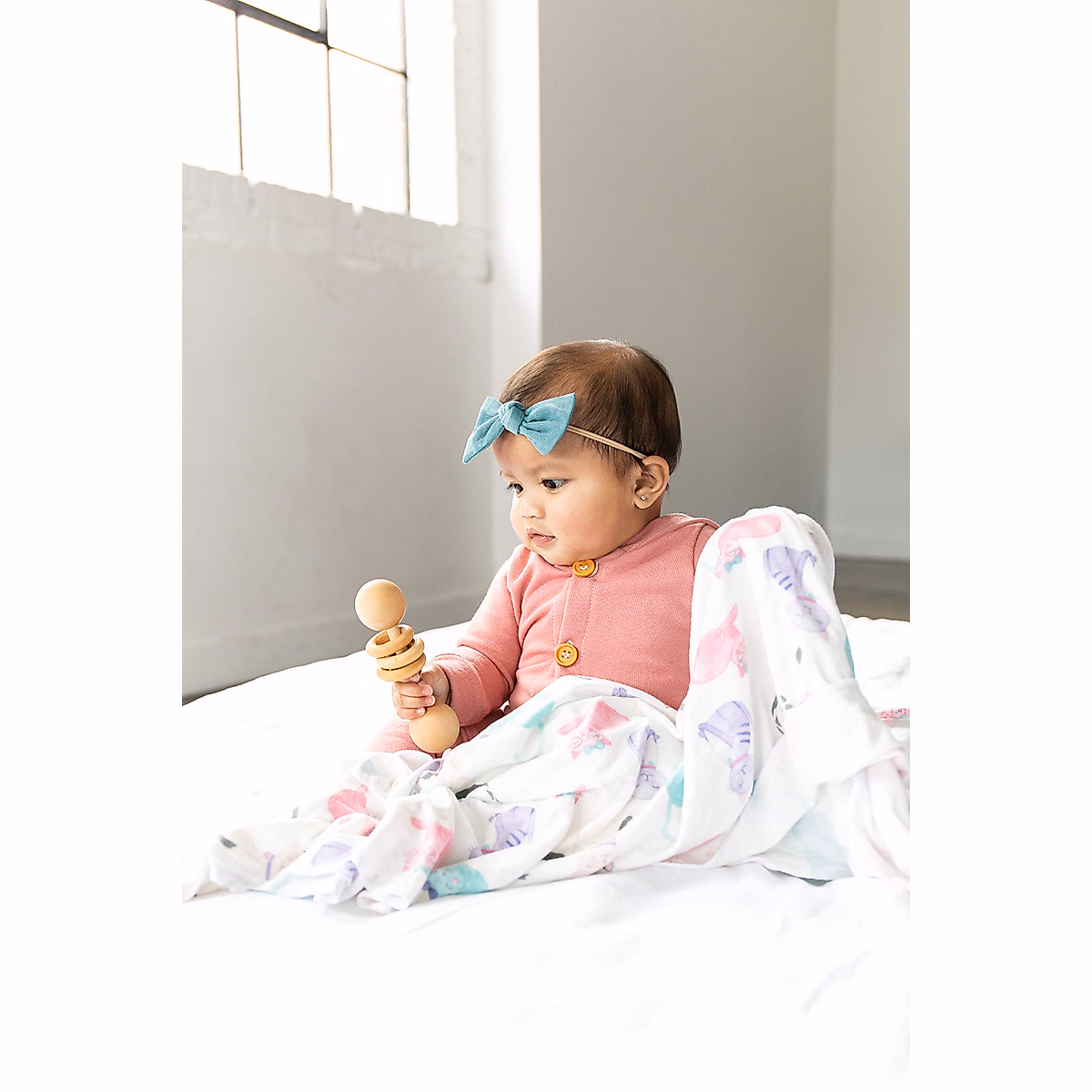 Large Premium Knit Baby Swaddle Receiving Blanket "Sassy" by Copper Pearl