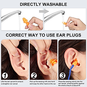 Tondiamo 200 Pairs Ear Plugs Reusable Silicone Earplugs with Cord Sleeping Individually Wrapped Hearing Protection Noise Cancelling Earplugs for Work Construction Shooting Sports(Blue, Orange)