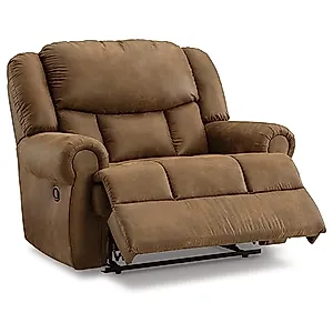 Signature Design by Ashley Boothbay Classic Faux Leather Manual Oversized Recliner, Dark Brown