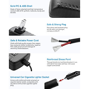 ALITOVE AC to DC Converter 12V 2A 24W Power Supply 110V to 12V Converter AC/DC Adapter with Car Cigarette Lighter Socket 100~240V AC In for Car Shaver MP3/MP4 player Car Dash Cam Bluetooth Transmitter