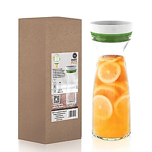 FOSA O2Go 1.2L (40oz) Vacuum Sealed Glass Jug with Lid, Glass Pitcher (Vacuum Pump not Included)