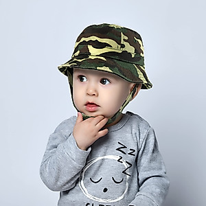 Trendy Apparel Shop Infant Baby's 100% Cotton Bucket Hat with Adjustable Chin Strap - Black
