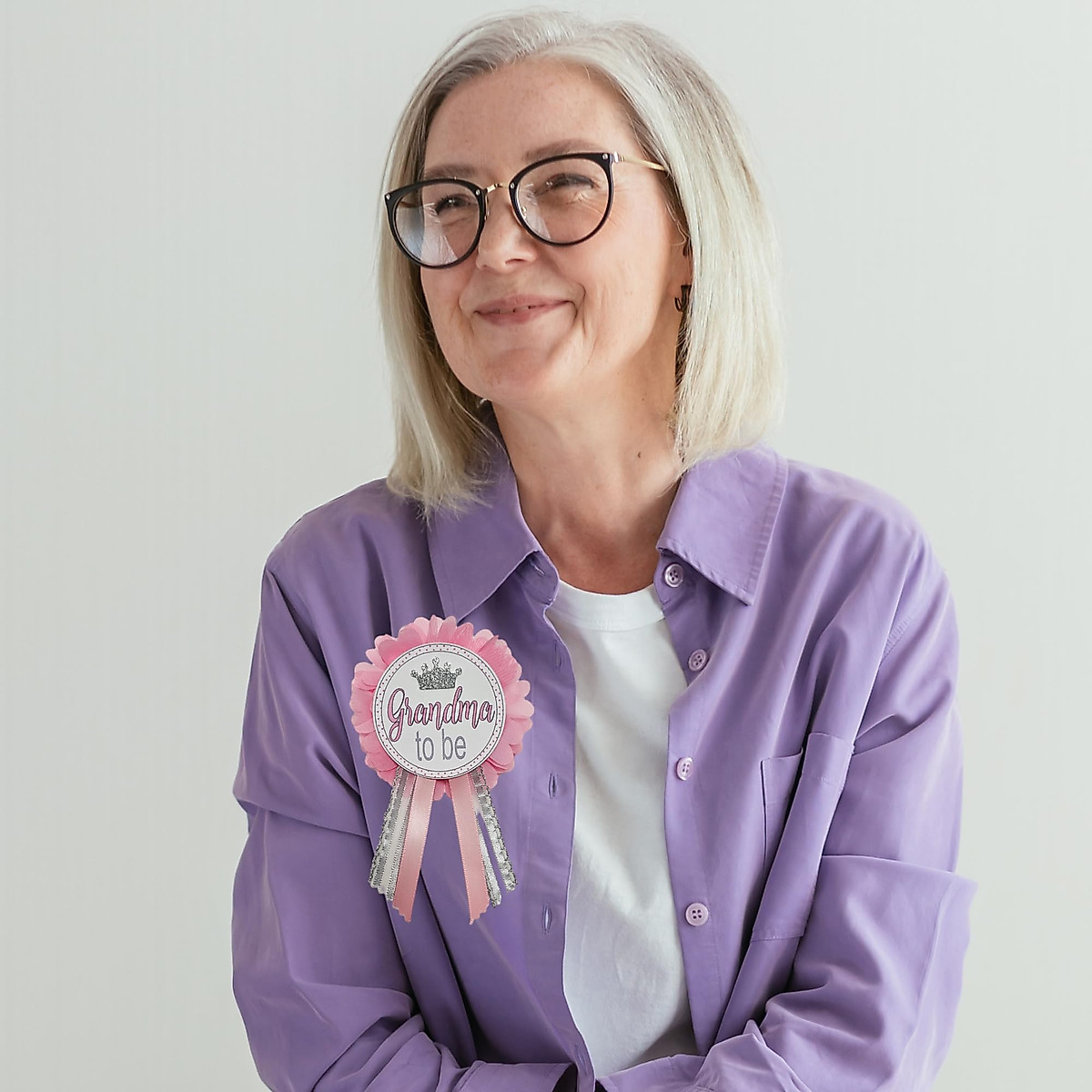 Grandma to Be Pin Royal Princess Pink Baby Shower It's a Girl Fairy Tale for Nona to wear, Pink & Silver, Baby Sprinkle