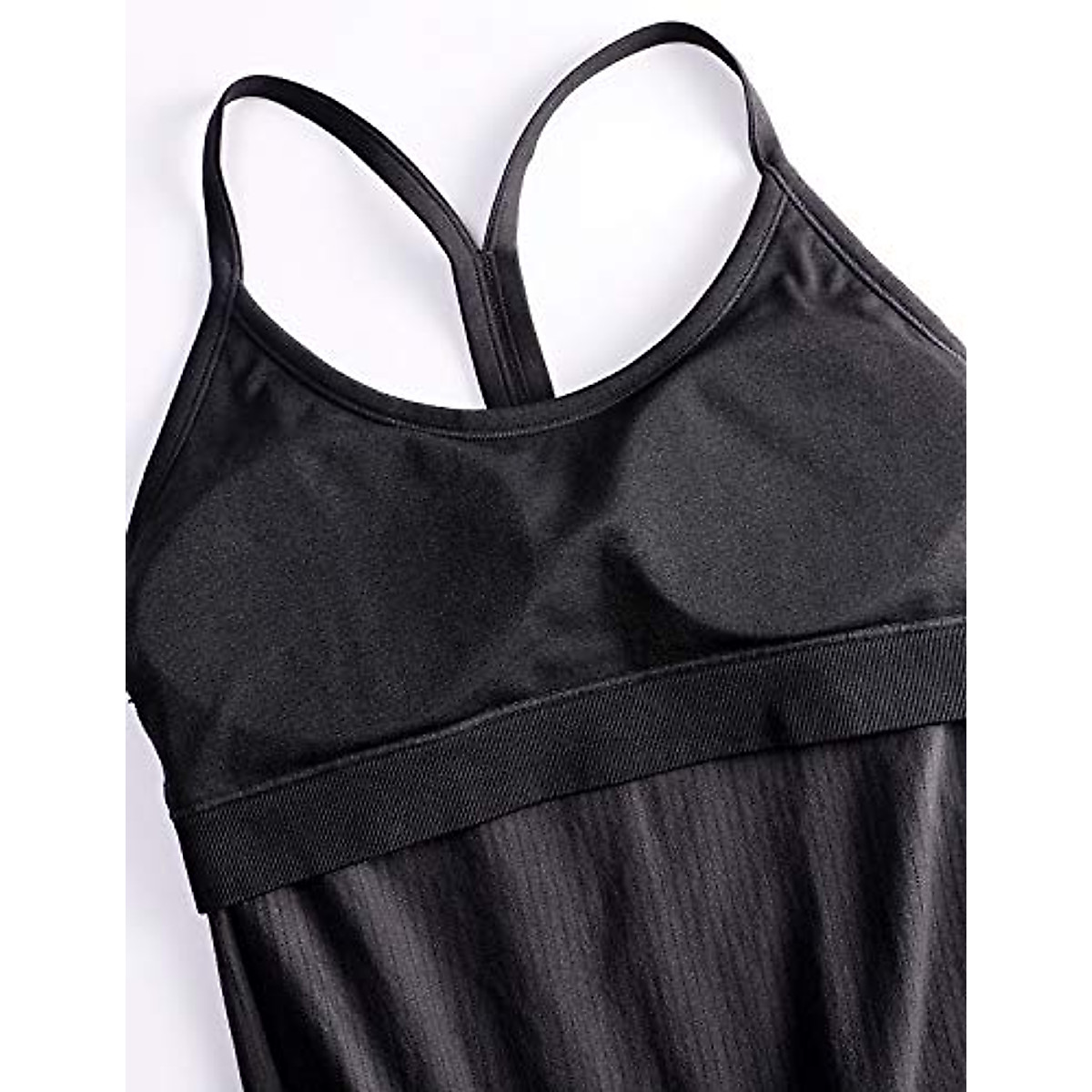 CRZ YOGA Seamless Workout Tank Tops for Women Racerback Athletic Camisole Sports Shirts with Built in Bra Black Medium
