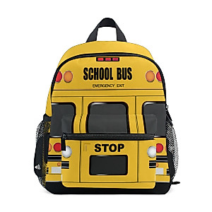 Fisyme Toddler Backpack School Bus School Bag Kids Backpacks for Kindergarten Preschool Nursery Girls Boys, S