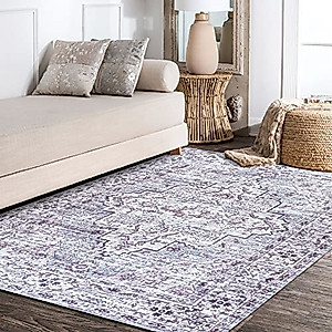 JONATHAN Y WSH102A-3 Didim Boho Gray Medallion Machine Washable Indoor Bohemian Transitional Area Rug,High Traffic,Kitchen,Living Room,Backyard,Non Shedding,3 X 5,Gray/Purple