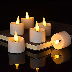 Actpe Timer Tealight Candles with Flickering Flame, 12pcs Realistic Bright Unscented Small LED Electric Fake Battery Operated Candle for Seasonal & Festival Celebration, Warm White