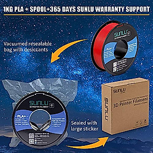 PLA+ 3D Printer Filament 1.75mm, SUNLU PLA Filament PRO, Dimensional Accuracy +/- 0.02 mm, 1 kg Spool, 1.75 PLA Plus, Grey+Red