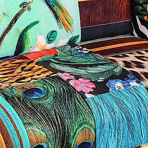 Maykoosh Modern Motifs Bird Collage Print Settee with Plush Velvet Upholstery, Adjustable Foot Pads, and Sturdy Wood Frame - 38” H for Vibrant Living Room or Hallway Seating