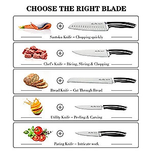 Harriet Knife Set - 7 Pieces Kitchen Knife Set with Cutting Board & Sharpener, High-Carbon Stainless Steel Knife Block Set, Chef Knife Set with Acacia Wood Knife Block