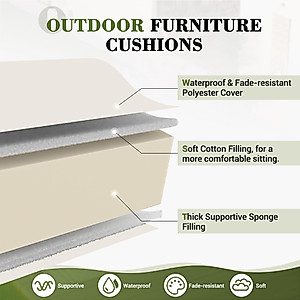 VONZOY Outdoor Furniture Cushions, Patio Replacement Cushions for Furniture Set, 14 Pieces Water-Resistant Patio Sofa Cushions Fits 6-seat Sectional Couch(Cream)