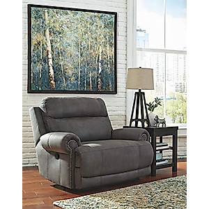 Signature Design by Ashley Clonmel Microfiber Extra Wide Manual Reclining Loveseat, Gray