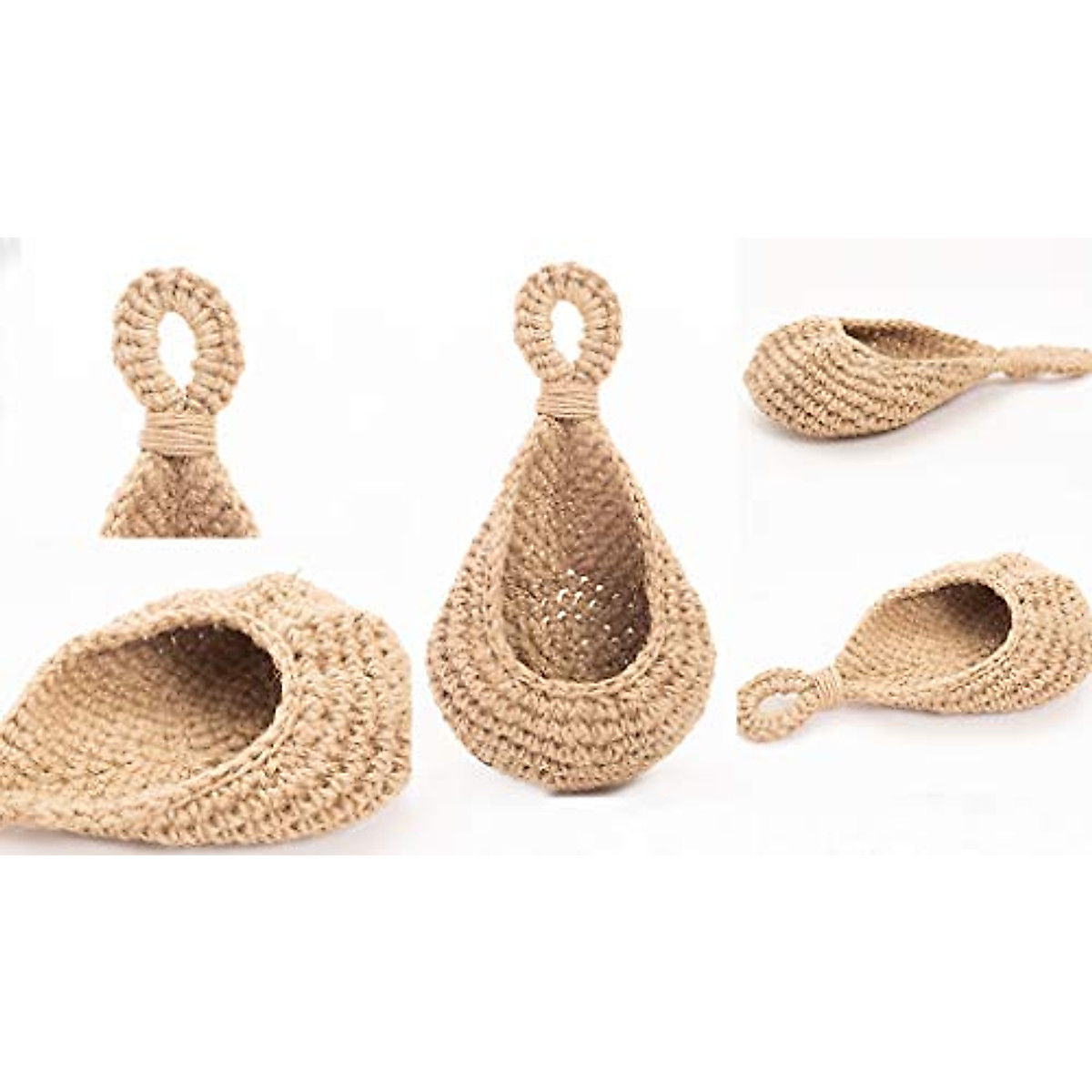 N?A Jute Hanging Basket Wall planters-Small Wall Planter, Teardrop Hanging Baskets for Plants Succulent Wall Decor, Hanging Herb Pot Holder 3 inch Outside Diameter for in/Outdoor Fence Planter