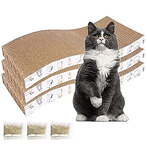 PatiencET 3 Pack Cat Scratcher Pad Recycle Corrugated Cat Scratching Pad Type S Cat Scratch Pad Lounger Sofa for Furniture Protector
