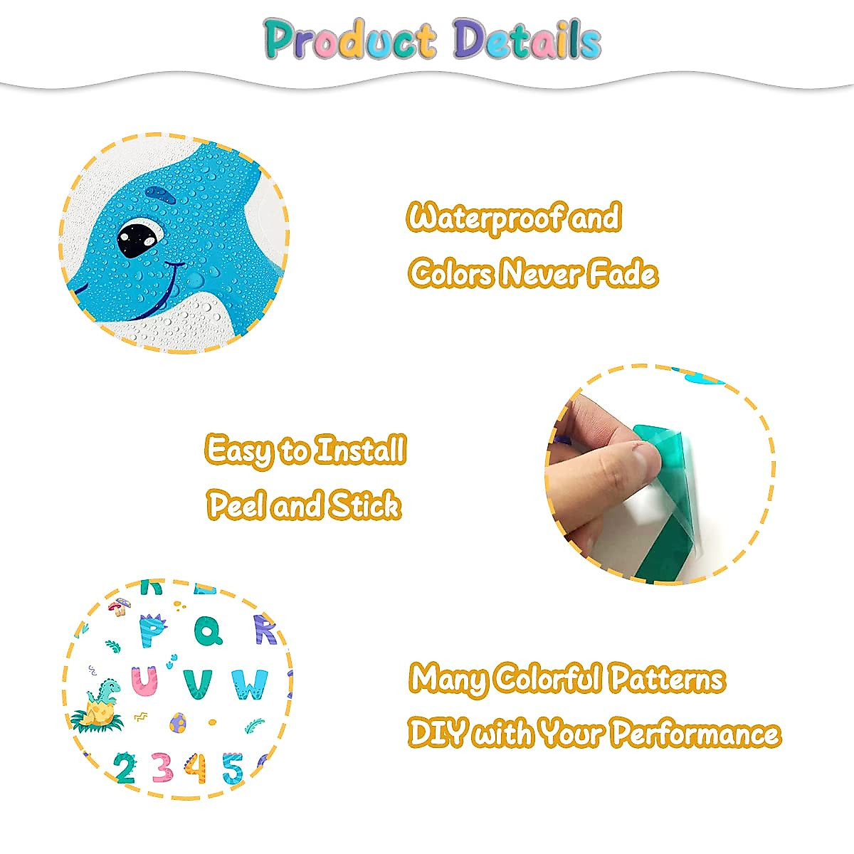 WOYINIS Dino Alphabets Wall Stickers Peel & Stick Vinyl Dinosaur ABC Numbers Wall Decal Colorful Classroom Kids Room Playroom Baby Nursery Wall Decor Early Education Learning Tools