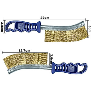 SALI 5pcs Wire Brushes for Cleaning Rust Removal Nylon/Brass/Stainless Steel Bristles with Curved Handle Grip for Dirt & Paint Scrubbing Removing Unfinished Metal Parts, Paint Stains Household Clean