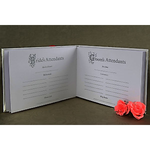 KateMelon Wedding Decoration, Fuchsia Flower Wedding Guest Book and Pen Set