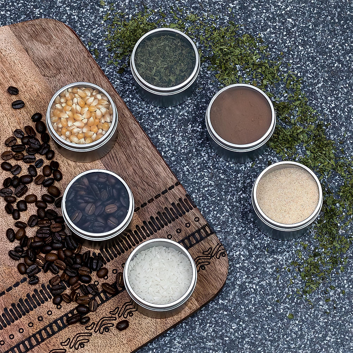 Cornucopia Brands 4-Ounce Round Metal Tins w/View Window Lids (12-Pack); Silver Tins w/Clear Lids