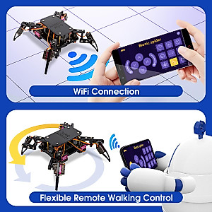 ACEBOTT STEM Robotics Science Kits for Kids, DIY Robotics Stem Toys, ESP8266 Spider Robot Building Kit, STEM Robotics Project Compatible with Arduino for Girls,Boys,Teens,Adults (QD020)