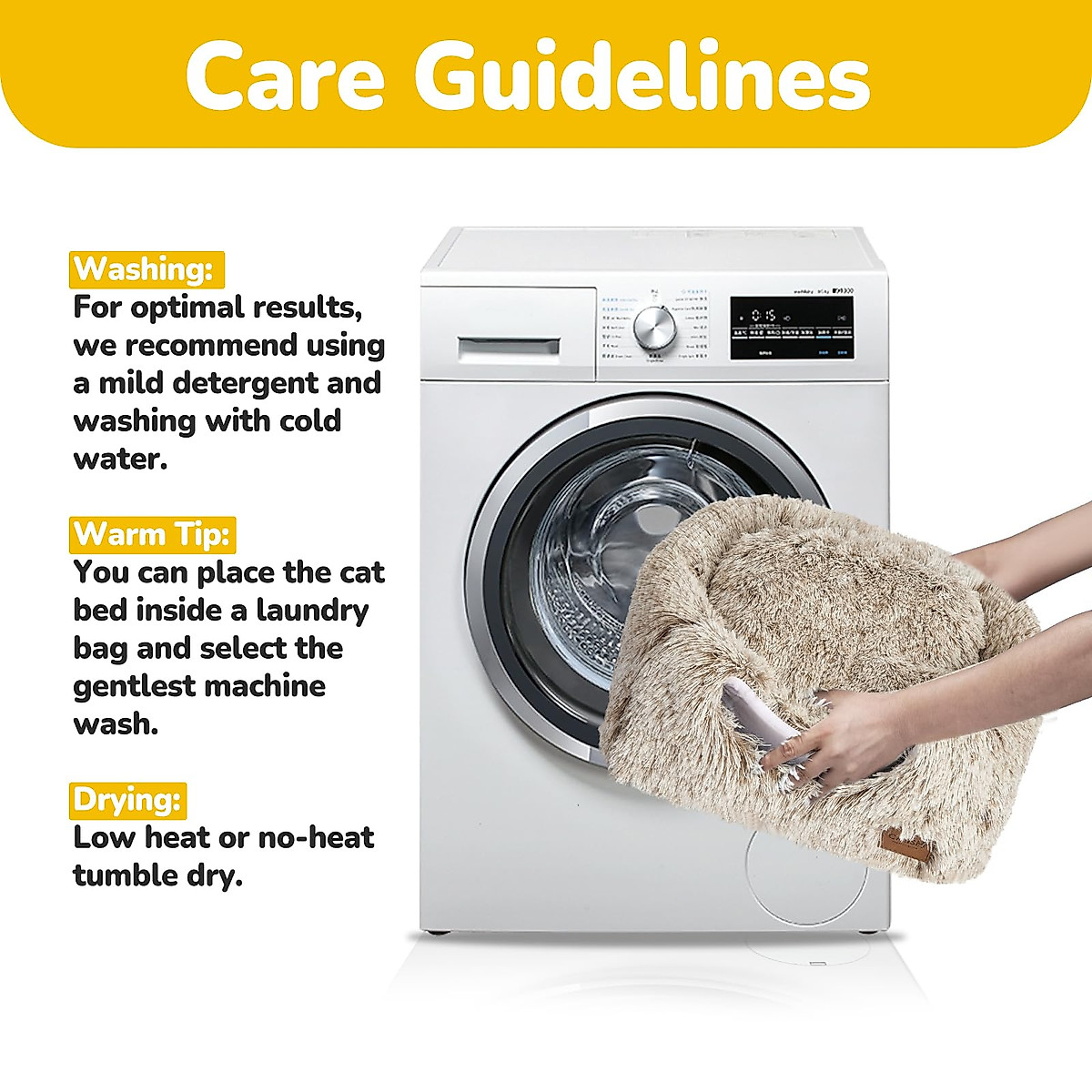 CATISM Cat Bed, Cat Cave for Indoor Cats, Soft Cat Dome, Self-Warming 2 in 1 Foldable Pet Cat House with Washable Cushioned Pillow Calming Fluffy Dog Beds for Small Dogs with Anti-Slip Bottom Brown