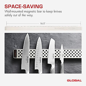 Global G-42/41, 16in Wall Magnetic Bar, Stainless Steel
