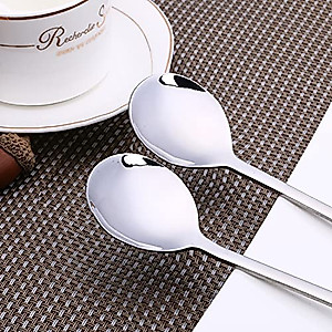 Spoons, 8 Pieces Stainless Steel Korean Spoons,8.5 Inch Soup Spoons, Korean Spoon with Long Handles, Rice Spoon, Asian Soup Spoon for Home, Kitchen, or Restaurant