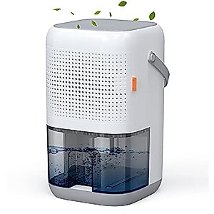 Dehumidifiers for Bedroom - Small Dehumidifier with drain hose 1450ml/49oz - with 2 Modes - 7 Colors LED Light-Auto Shut Off - Ultra Quiet Below 40 dB for 250 sq ft(Hose not included)