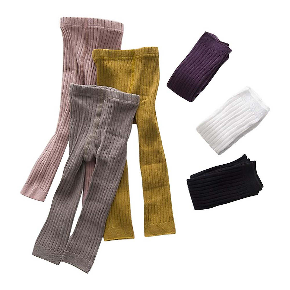 6 Pack Toddler Baby Cable Knit Ankle Leggings Pants Footless Winter Tight Stockings for Girls