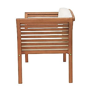 Stamford Eucalyptus Wood 2-Seat Patio Outdoor Bench with Cushions, 57"W x 24"D x 31"H and 47"W x 22"D x 18"H Seat, Weather-Resistant and Durable, Coordinates with Collection, Indoor-Outdoor Furniture