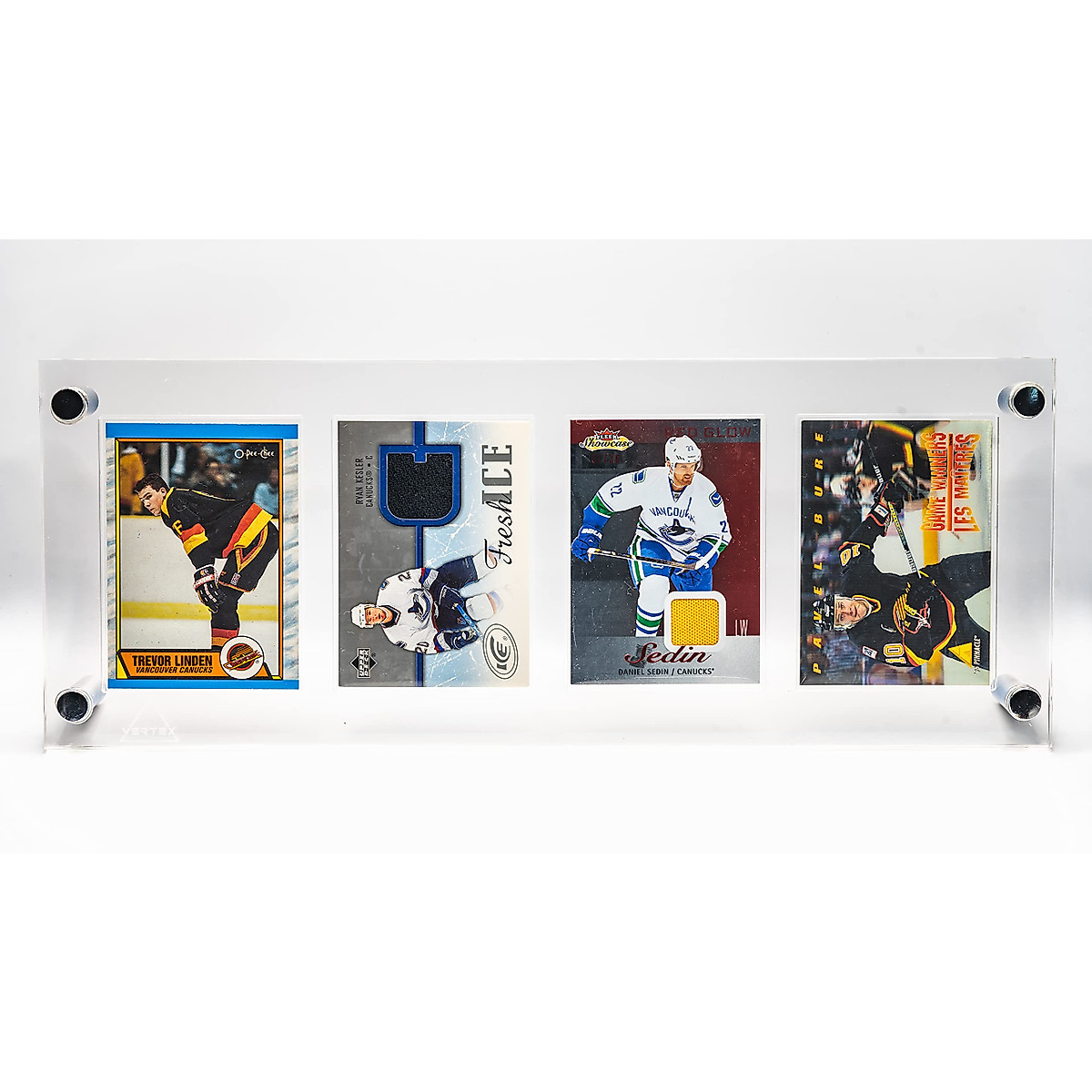 NEWVAVA Trading Card Frame Holder Stand Display - 4 Card Slots Clear Acrylic UV Filtering Screwdown