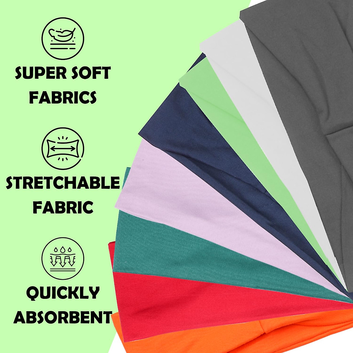 LOTUS78 Workout Headbands for Women Non Slip, 8Pcs Soft Elastic Sports Hair Bands for Women's Hair, Wide Headbands for Woman, Fashionable Head Bands for Women's Hair, Daily-use Headbands (Smile icon)