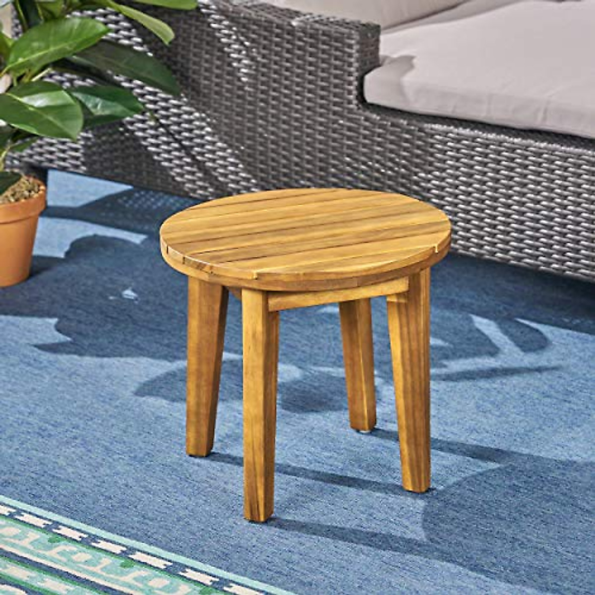 Christopher Knight Home Parker Outdoor 16" Acacia Wood Side Table, Teak Finish