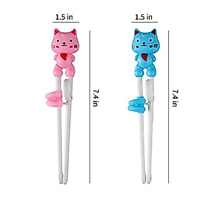 2 Pairs Kids Chopsticks - Cute Animal Cartoon Design, Plastic Training Chopsticks for Kids, Chopstick Helper/Trainer, by Bolonie