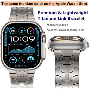 WINGLE Titanium Band for Apple Watch Ultra 2 Band 49mm 46mm 45mm 44mm 42mm Series 10 9 8 7 for Men Rugged Lightweight Titanium Apple Ultra Watch Metal Strap for iWatch Series SE 6 5 4 3 2 1, Titanium