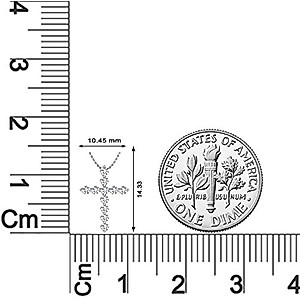 FINEROCK Diamond Cross Pendant Necklace in 10K White Gold (0.17 cttw) (Silver Chain Included)