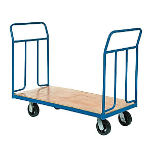 Global Industrial Wood Deck Platform Truck w/Removable Handles, 2400 Lb. Capacity, 6" Mold-On Rubber Wheels