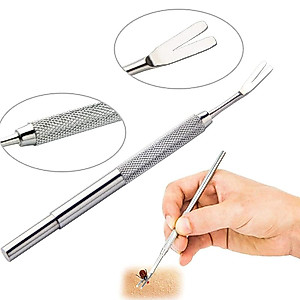 Yogini Stainless Steel Tick Removal Kit,Tick Tweezers, Tick Fork and Portable Storage Case,Tick Removal Tool for Humans and Pets (1 Set)