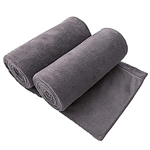 JML Microfiber Bath Towel 2 Pack(30" x 60"), Oversized Thick Towels, Soft, Super Absorbent and Fast Drying, No Fading Multipurpose Use for Sports, Travel, Fitness, Yoga, 30 in x 60 in, Grey 2 Count