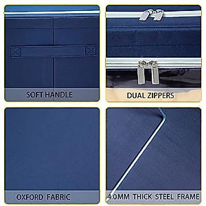 Tasmegol Clothes Storage Bins Box Foldable Stackable Steel Frame Closet Organizer Bags Oxford Cloth Clothing Containers Clear Window for Sweater Bedding