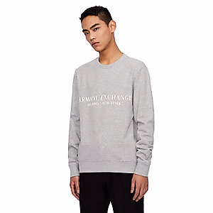 A | X ARMANI EXCHANGE Men's Pullover City Sweatshirt, Alloy Heather, S